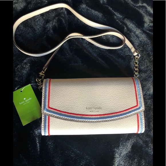 kate spade | Bags | Nwt Kate Spade Eva Embroidered Wallet On A Chain ...